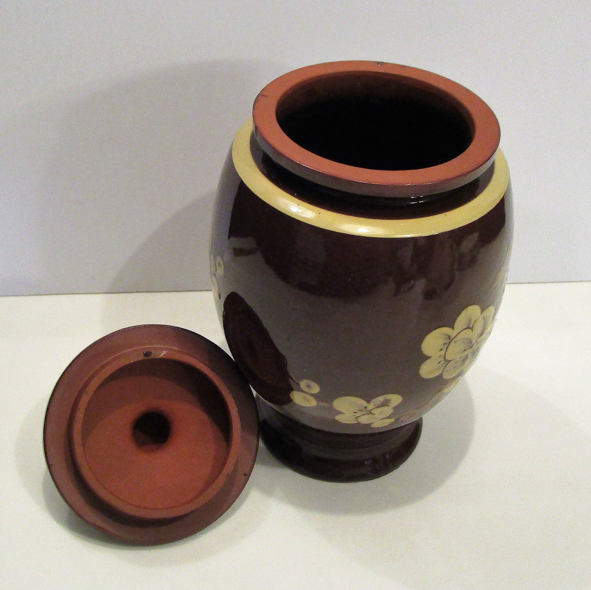 Vintage Asian Red Clay Ginger Jar: Hand-crafted Floral Pottery Urn - Etsy
