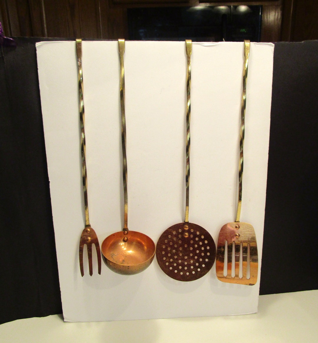 French Country Kitchen Copper Twisted Brass Utensils, Copper Cooking ...