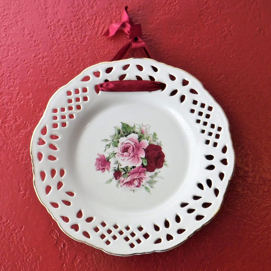 Assiette rose, plateau rond de formalités de rose victorienne 10 pouces ...