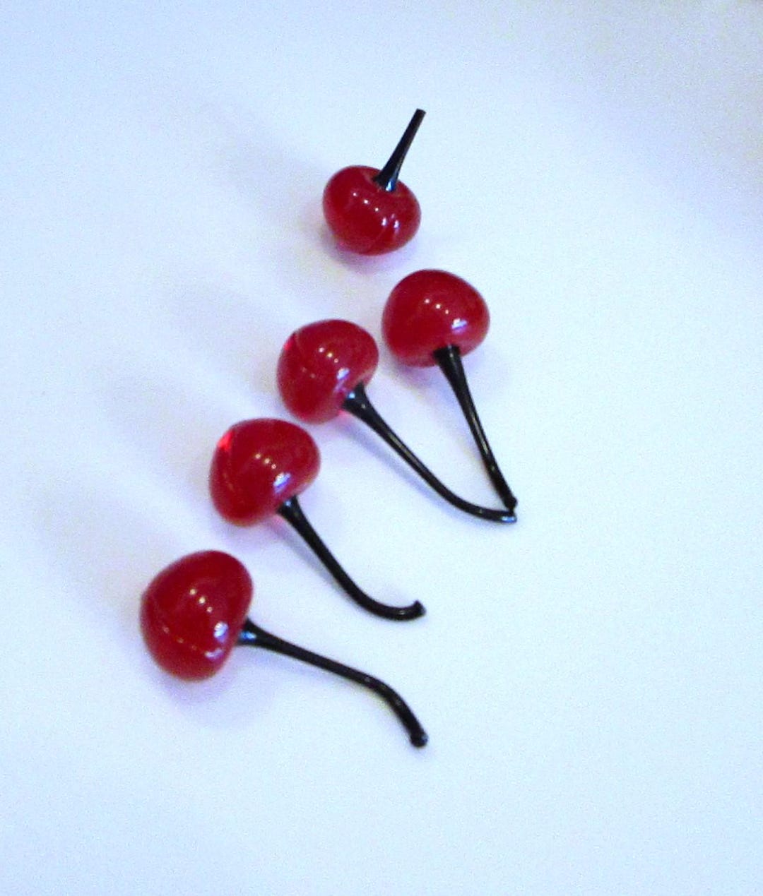 Vintage Red Glass Cherries, Vintage Blown Glass Cherries W/black Stems ...
