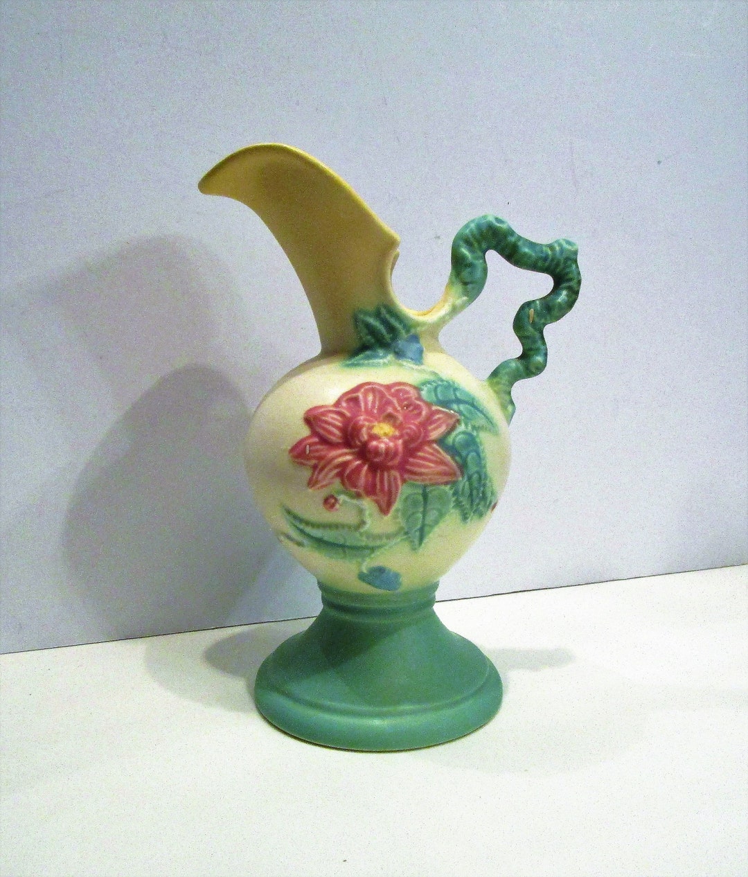 Hull Pottery Pitcher Vase Pink Flower Ewer W6-6-1/2, Vintage Hull ...