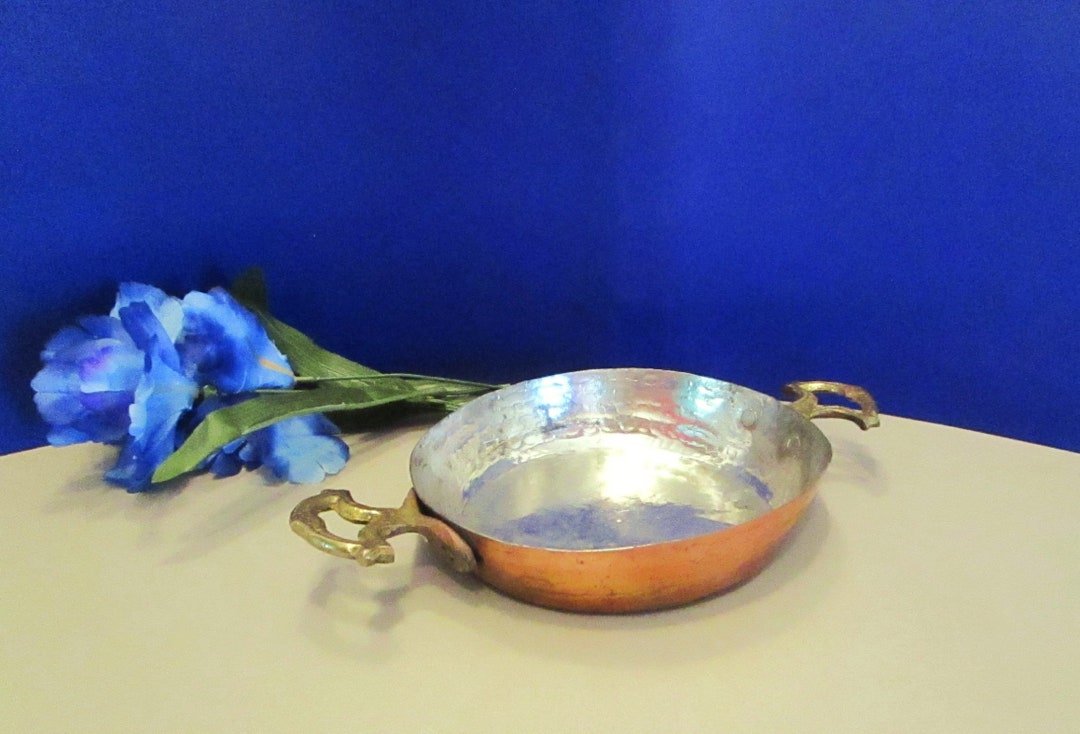 1 Turkish Copper Pan With Brass Handles, Handmade Copper and Brass Pan ...