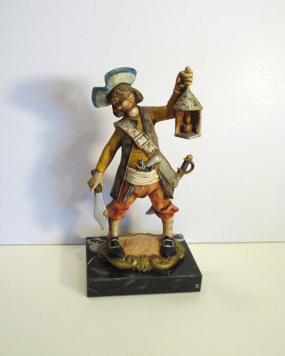 Pirate Statue, Pirate Figurine on Marble, Fontanini Italy Spider Mark ...