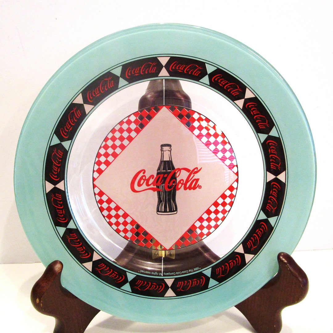Vintage Coca-cola Plate: Teal Green Arcoroc Glass Diner Decor - Etsy