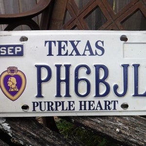 Unique Texas Purple Heart License Plate Texas License Plate | Etsy