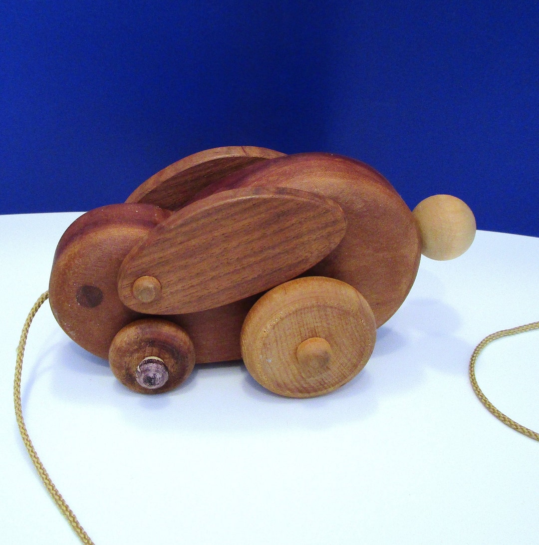 Wood Bunny Pull Toy, Wooden Toy Pull-along, Wooden Wobble Bunny Push ...