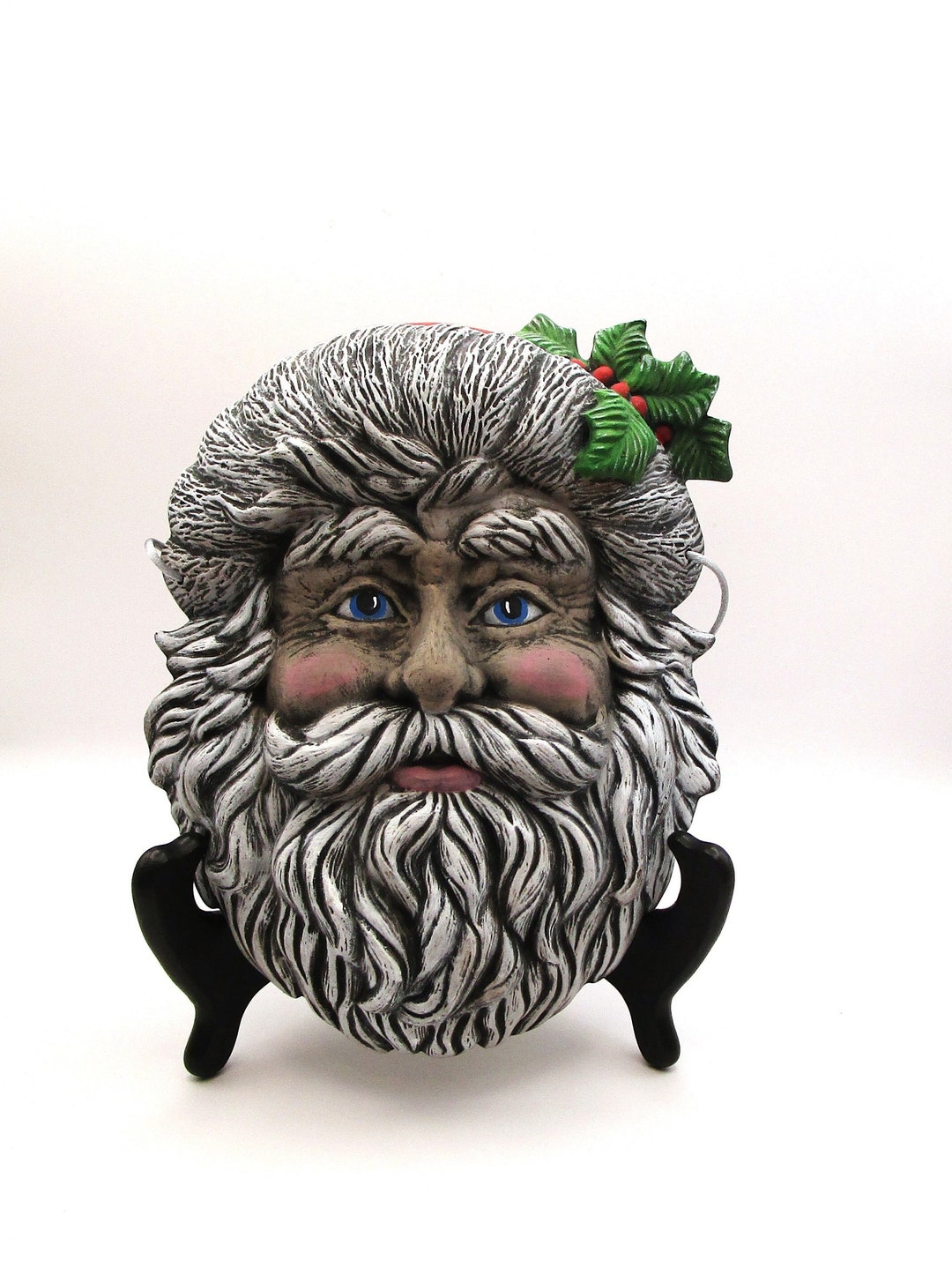 Santa Face Wall Decor, Christmas Santa Wall Decor, Hand Painted Santa ...