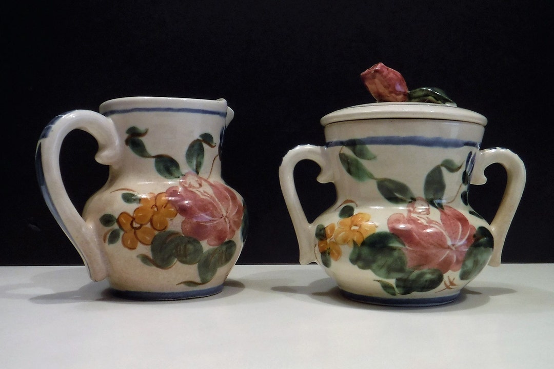 Red Wing Pottery Creamer and Covered Sugar Bowl, Red Wing Pottery ...