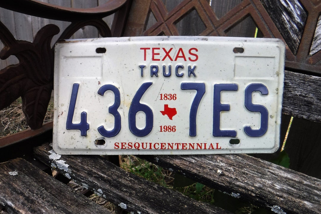 Texas Truck License Plate, License Plate RED White Blue Man Cave ...