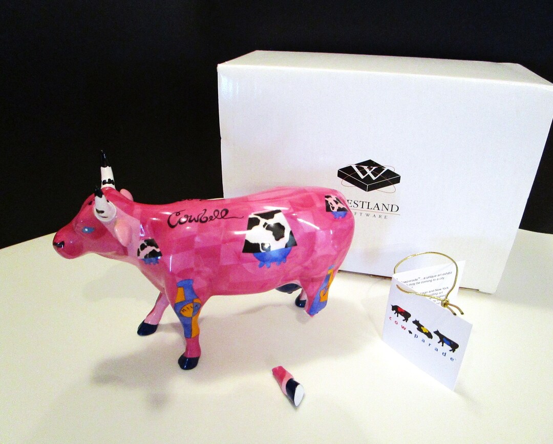 Cow Parade Pink Cow Bell, Cow Parade Ceramic Cow Westland Giftware 9203 ...