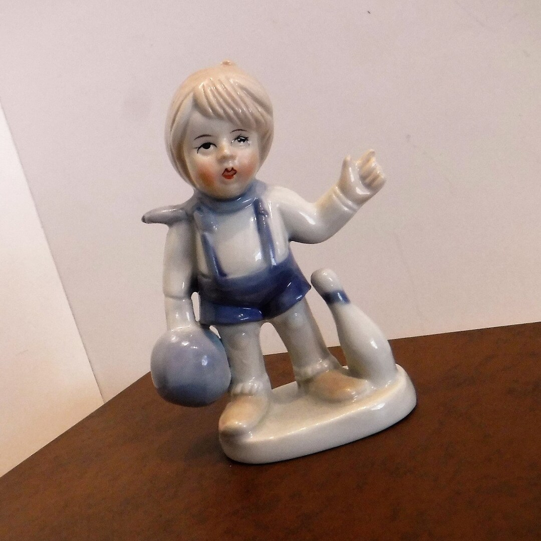 Vintage Boy Bowling Statue: Young Bowler Gift - Etsy