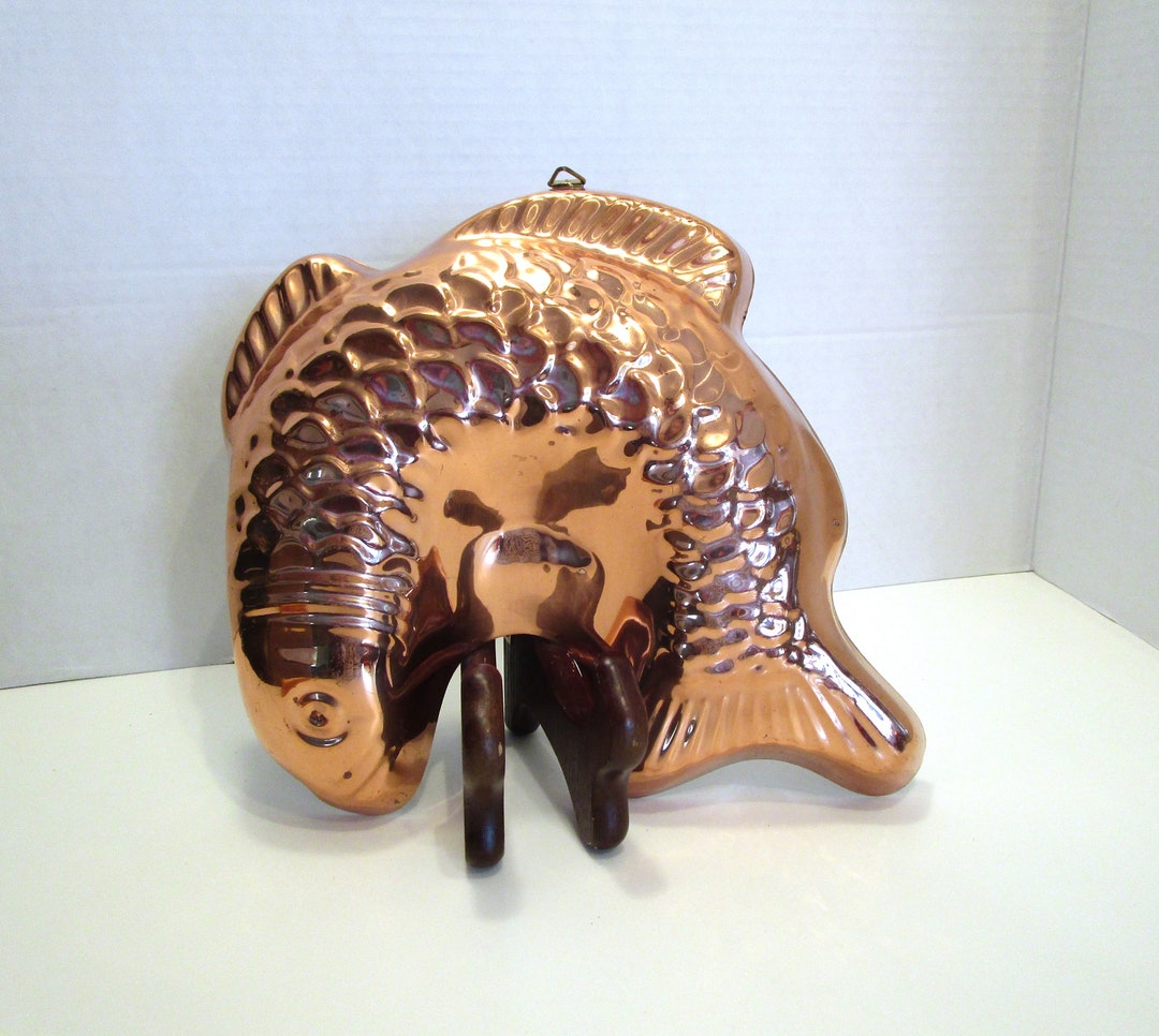 Vintage Copper Koi Fish Mold, Kitchen Décor Copper Koi Fish Pan, Copper ...