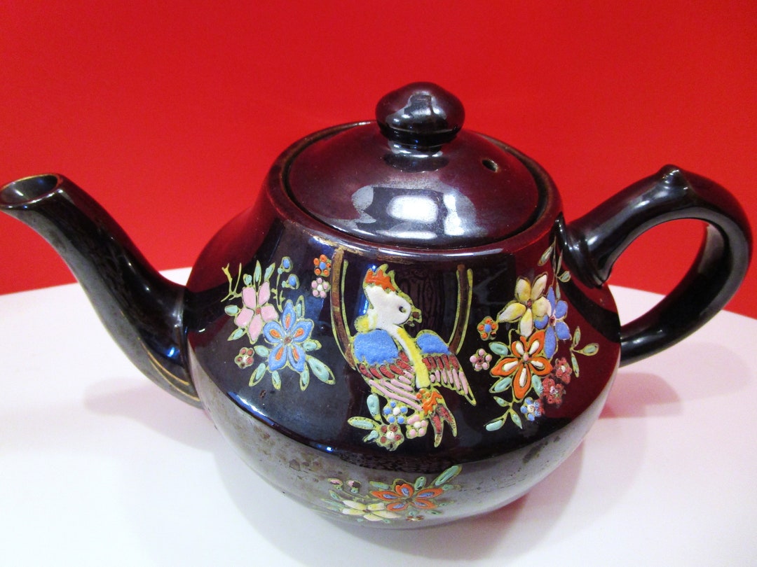 Vintage Moriage Cockatoo Teapot: Hand-painted Floral, Occupied Japan - Etsy