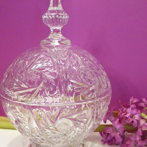 Cut Crystal Covered Dish, Brilliant Crystal Lidded Candy Dish, Large ...