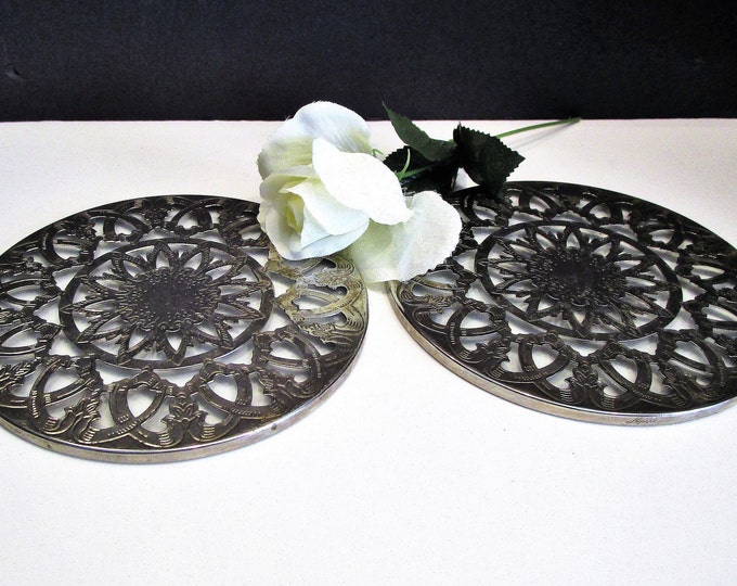 Leonard Silver & Glass Plate Trivets Silver and Glass Hot - Etsy