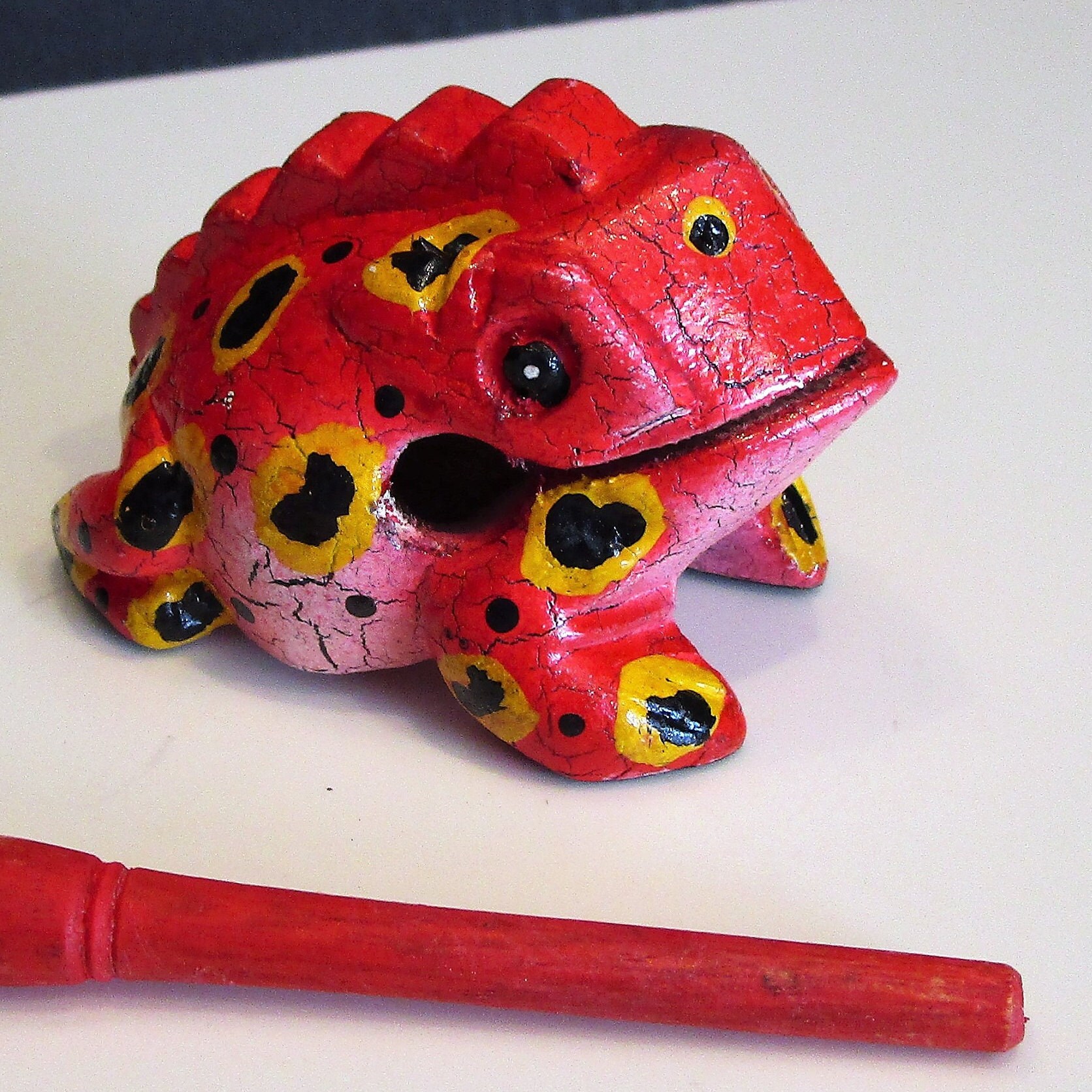 Red Wood Carved Frog Percussion Instrument: Thailand Decor - Etsy