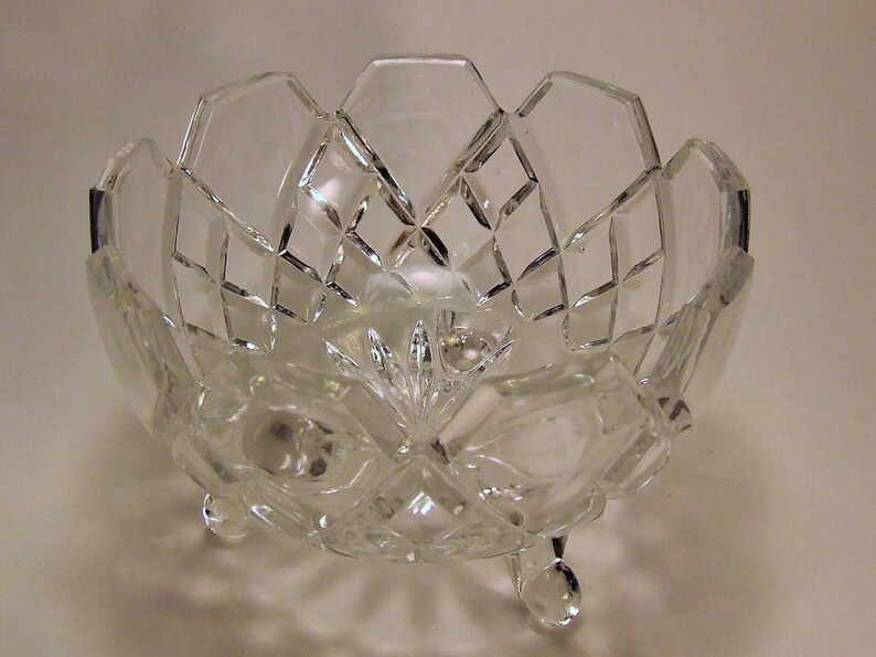 Vintage Crystal Footed Trinket Bowl Footed Crystal Clear - Etsy
