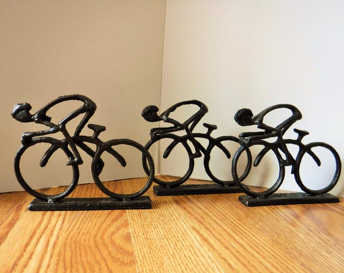1 Cast Iron Rustic Cyclist Cast Iron Cyclist Racing Figure - Etsy