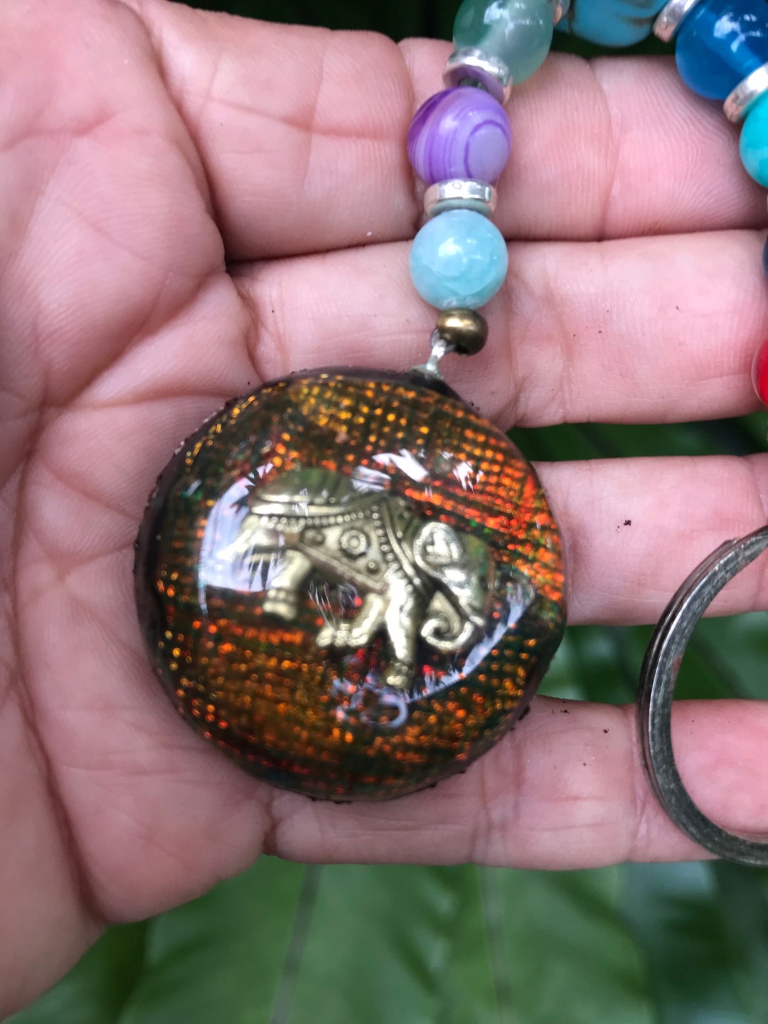 Orgonite Elephant Key Chain Protection Against Emf Protection Quartz ...