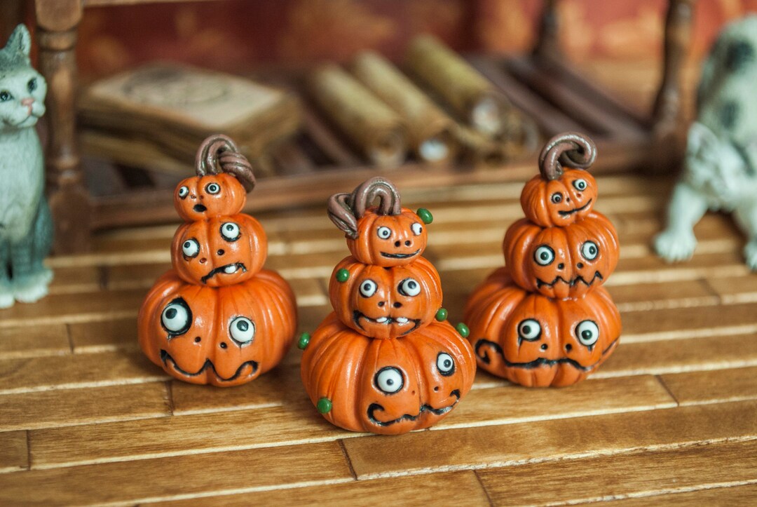 1/12th Stacked Spooky Character Pumpkins listing is for One Only - Etsy