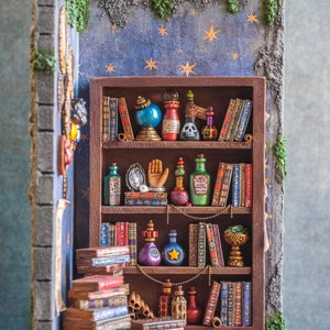 Book Nook Library Diorama Bookshelf Insert Dark Academia Booknook ...