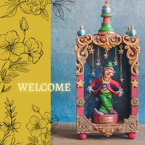 Circus Shadow Box, Miniature Clown, Puppet Theater, Shadowbox Art ...