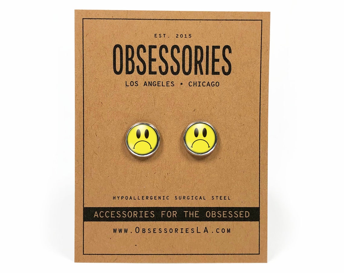 Yellow Smiley Face Earrings Happy Face Stud Earrings Post | Etsy