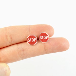 Stop Sign Jewelry Street Sign Earrings Road Sign Stud Earrings Traffic ...