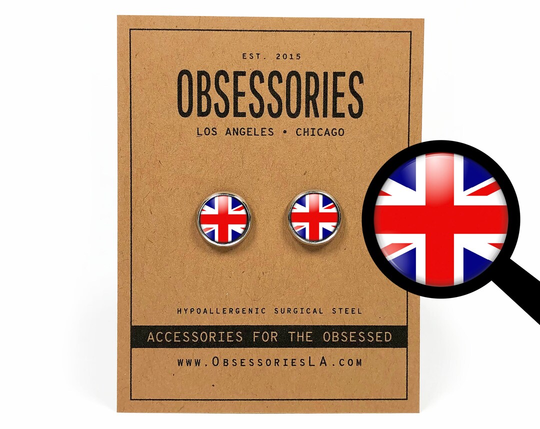 British Flag Earrings UK Flag Stud Earrings Post Royal Union - Etsy
