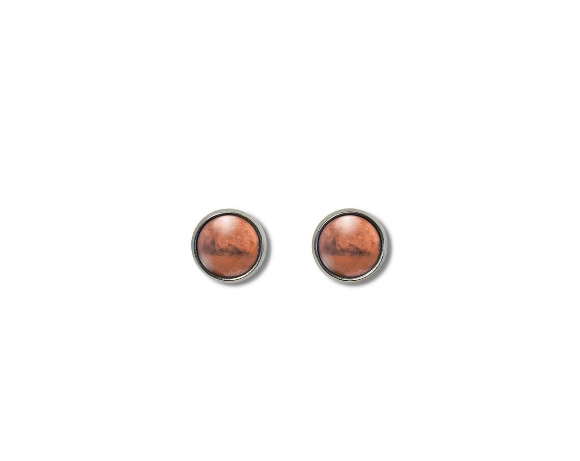 Planet Mars Earrings Planet Earrings Planet Stud Earrings Mars Jewelry ...