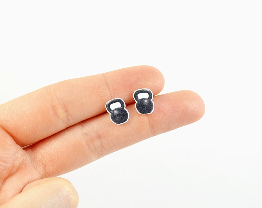 Kettlebell Jewelry Kettle Bell Stud Earring Weight Lifting | Etsy