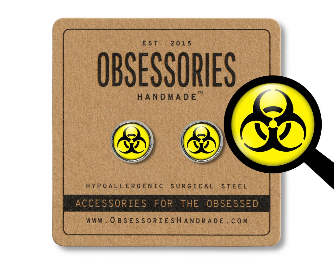 Biohazard Symbol Zombie Earrings Stud Earrings Post Zombie Jewelry ...