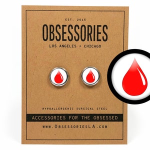 Blood Drop Earrings Red Blood Earrings Donate Blood Stud | Etsy