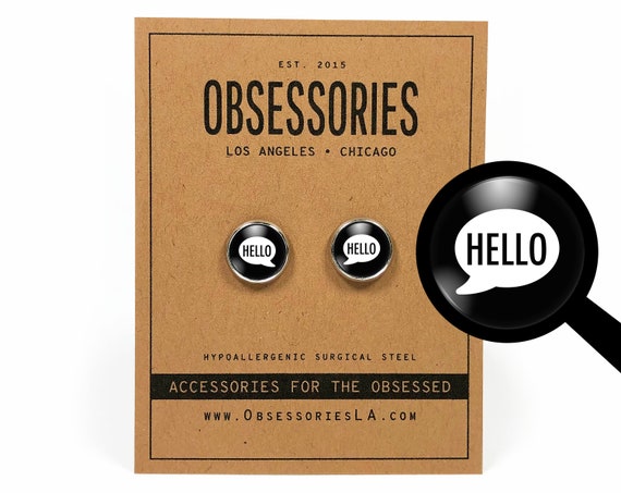Hello Speech Bubble Jewelry Hello Earrings Grunge Stud | Etsy