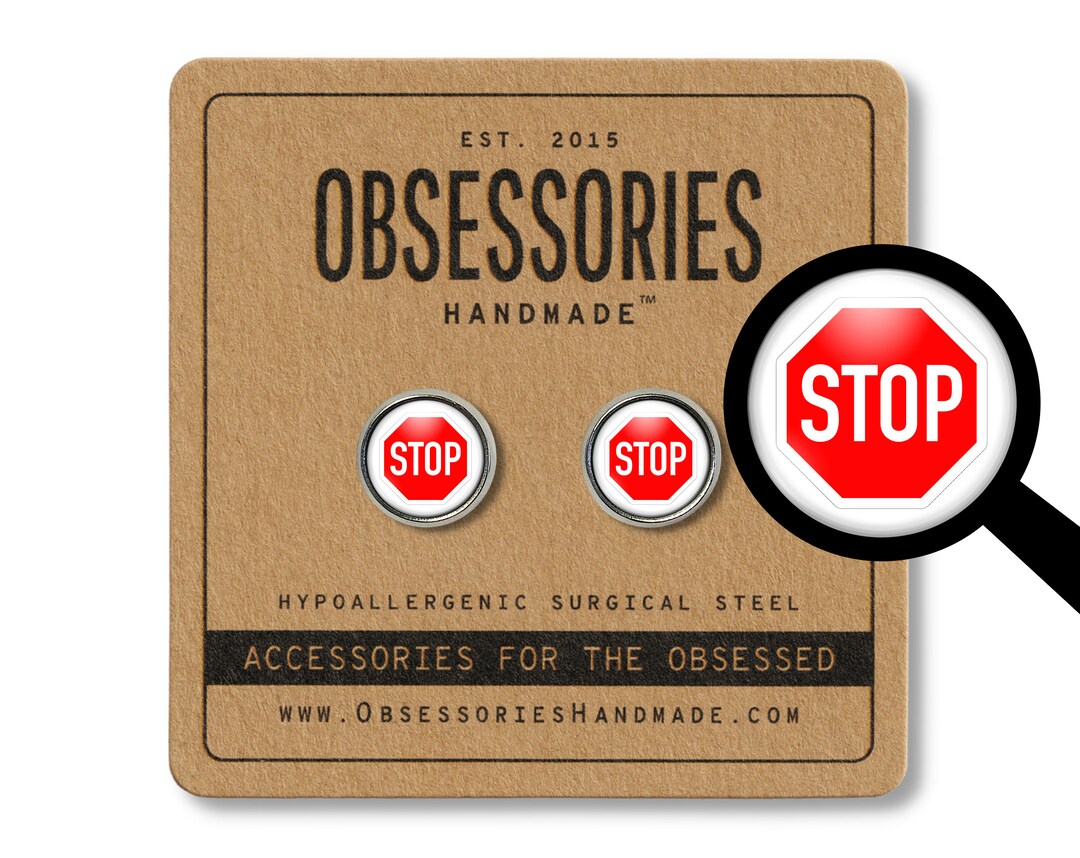 Red Stop Sign Gift Stop Earrings Stud Earrings Post Stop Jewelry Road ...