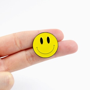 Yellow Smiley Face Pin Soft Enamel Lapel Pin Game Strong Brooch 1" Pinback Button Badge Happy ...