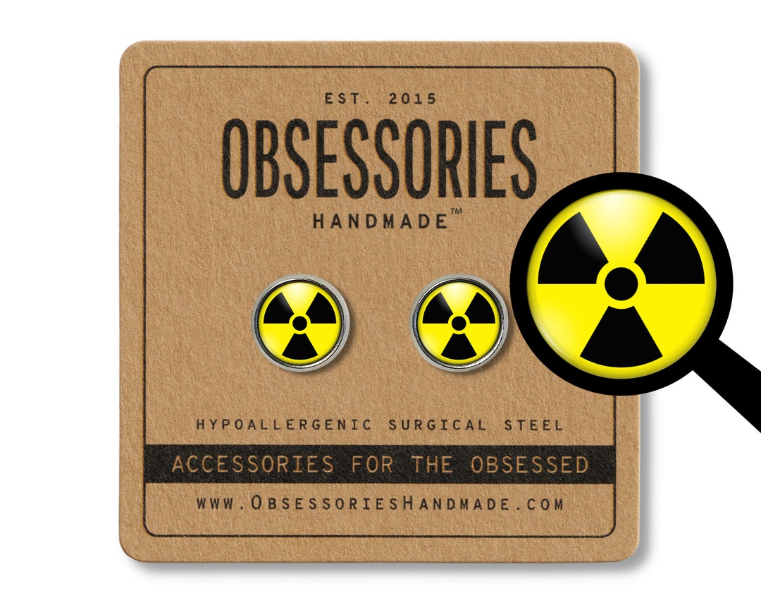 Radioactive Stud Earrings Jewelry Gift Nuclear Radiation Toxic Warning ...