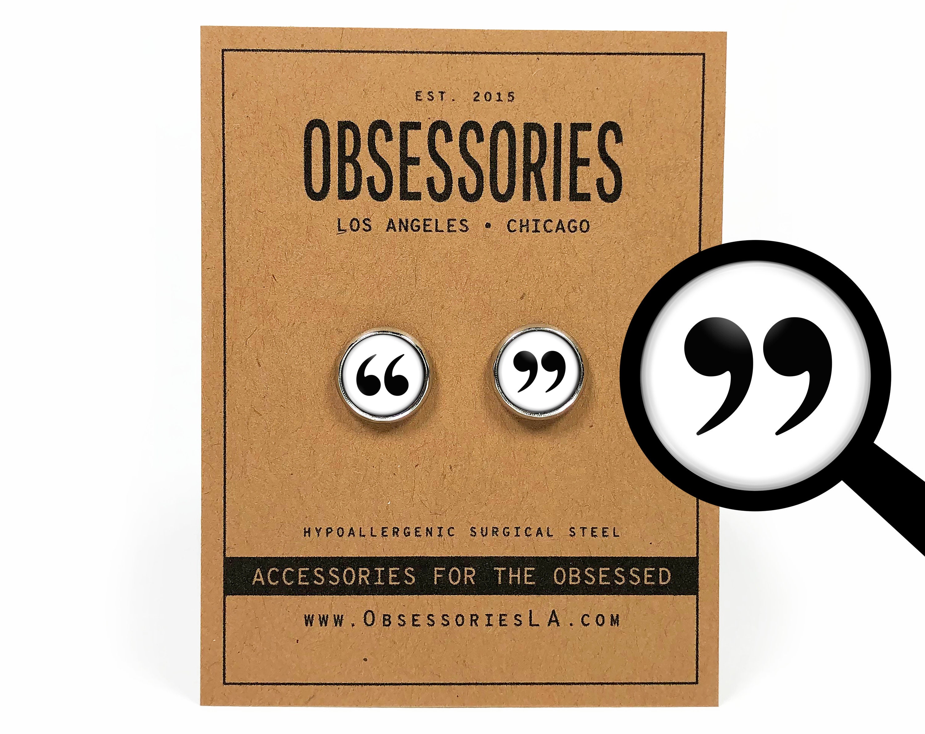 Quotation Mark Quote Earrings Quote Stud Earrings Favorite | Etsy