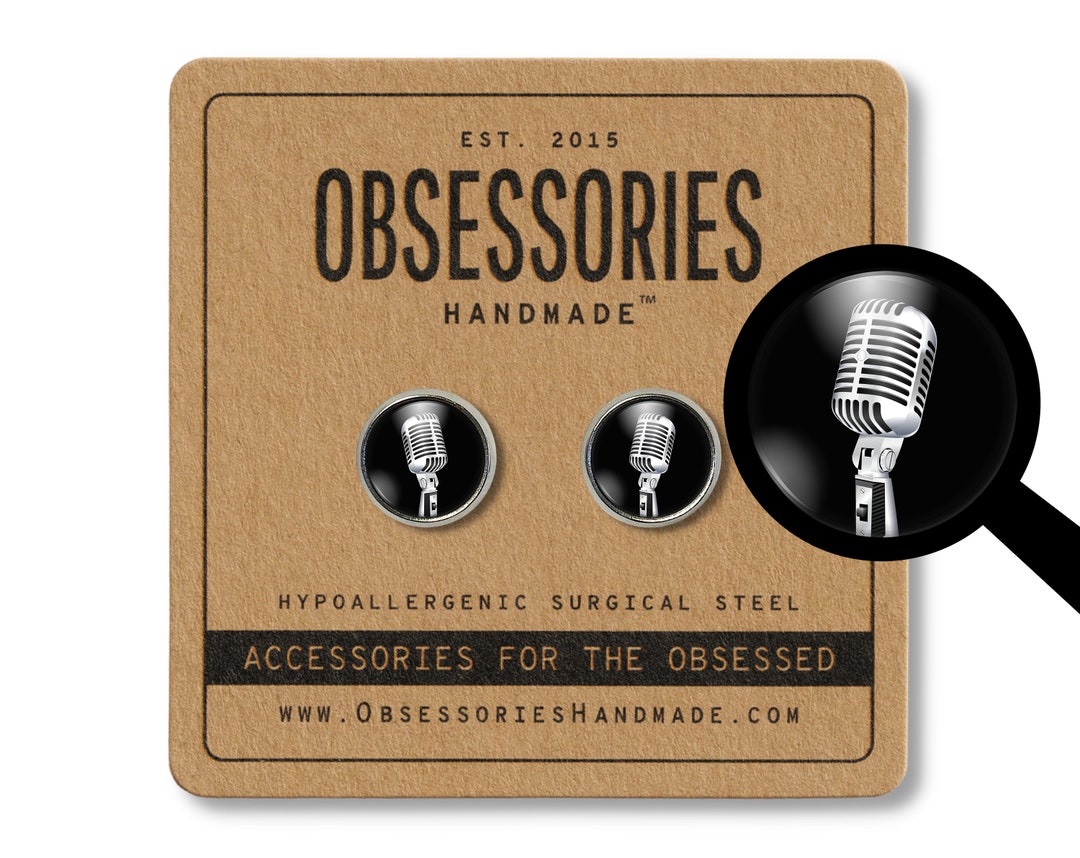 Microphone Jewelry Rock and Roll Music Earrings Rock N Roll Music Stud ...