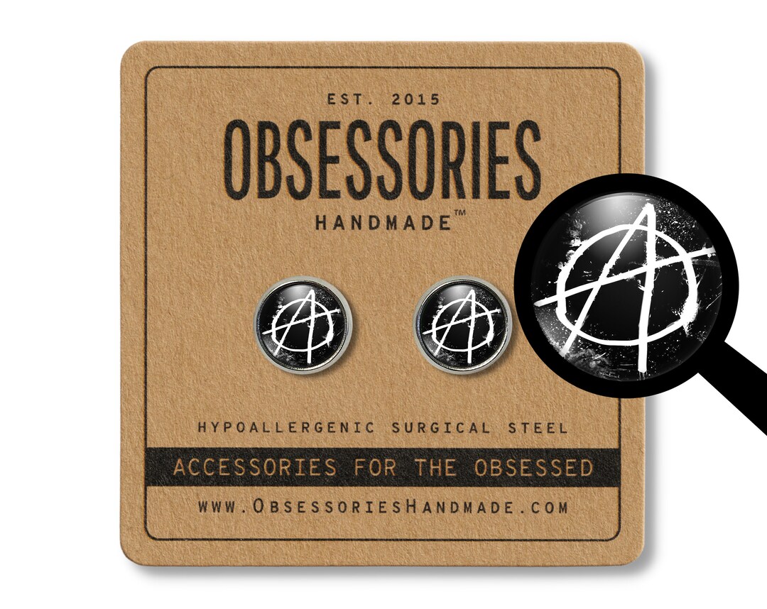 Black White Anarchy Jewelry Punk Earrings Punk Stud Earrings Punk ...