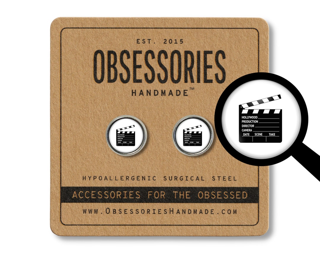 Movie Slate Clapperboard Clapper Board Hollywood Stud Earrings Director ...