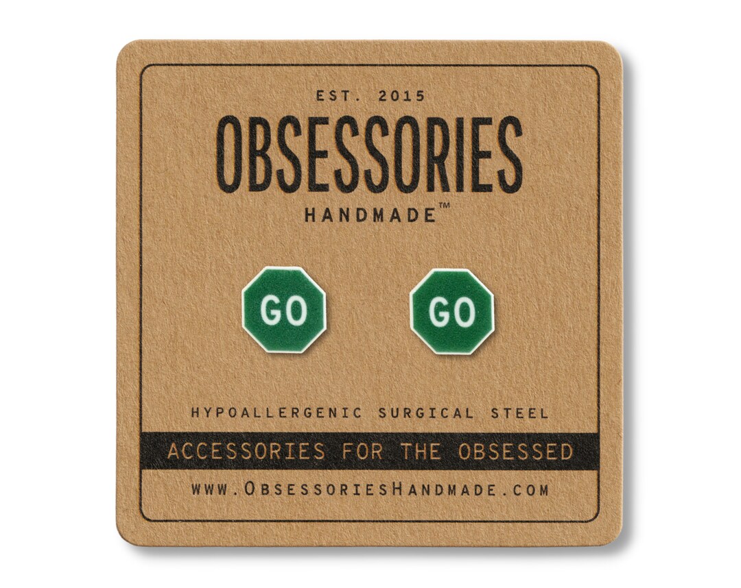 Green Go Sign Stud Earrings Red Stop Sign Jewelry Street Sign ...