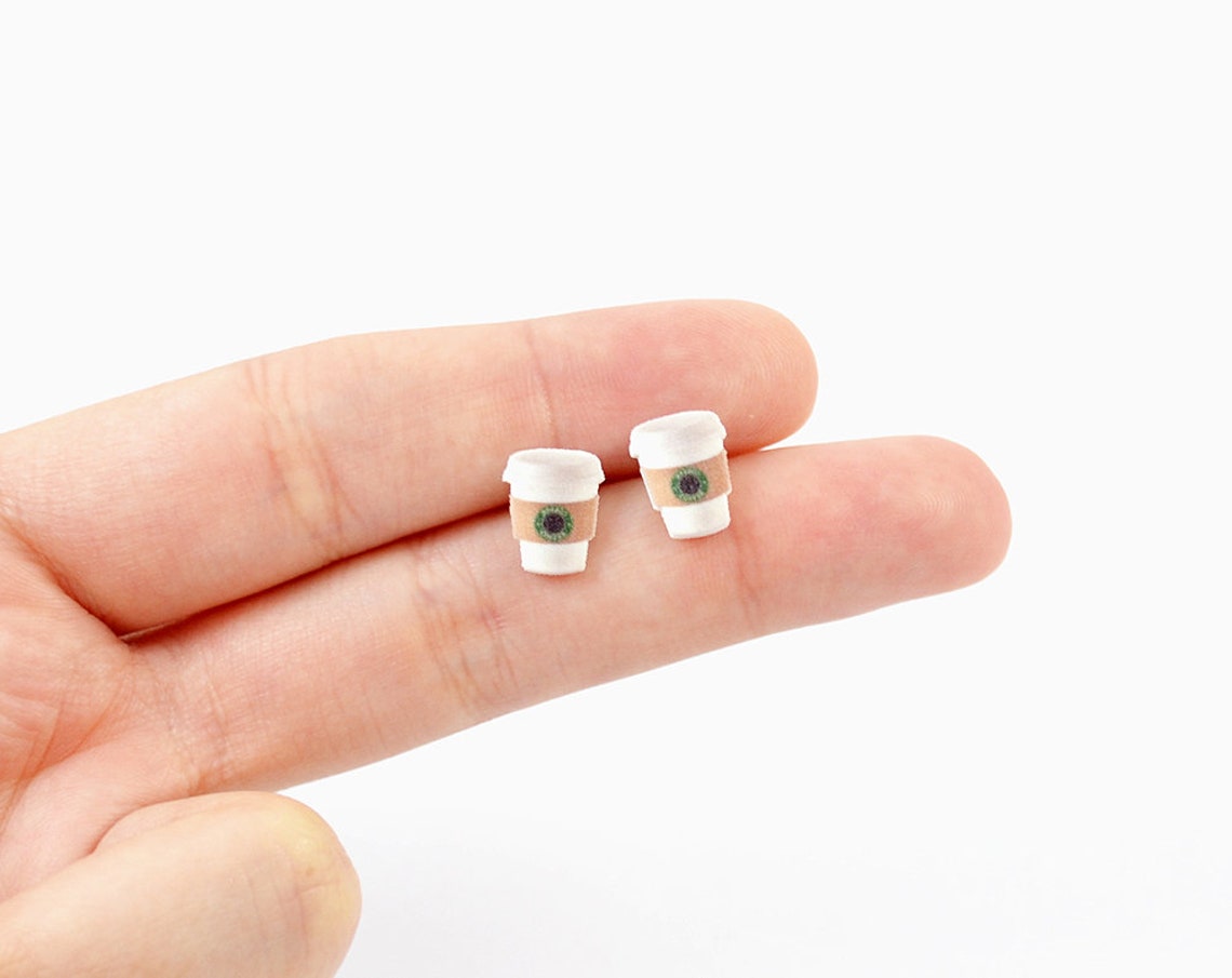 Hot Coffee Earrings Stud Earrings Post Cup of Coffee Cup Latte Espresso ...
