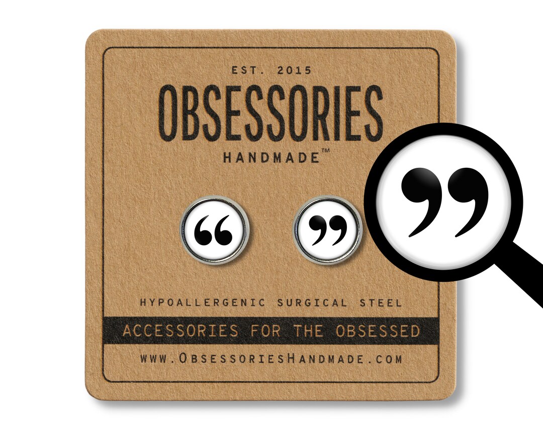 Quotation Mark Quote Earrings Quote Stud Earrings Favorite Quote ...