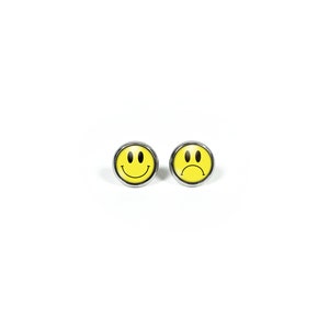 Yellow Smiley Face Earrings Happy Face Stud Earrings Sad Face - Etsy