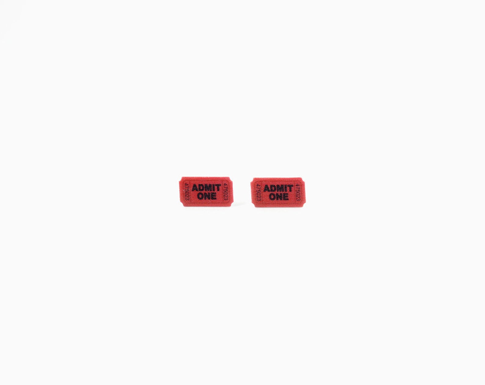 Red Admit One Ticket Stud Earrings Jewelry Accessories Movie Ticket ...