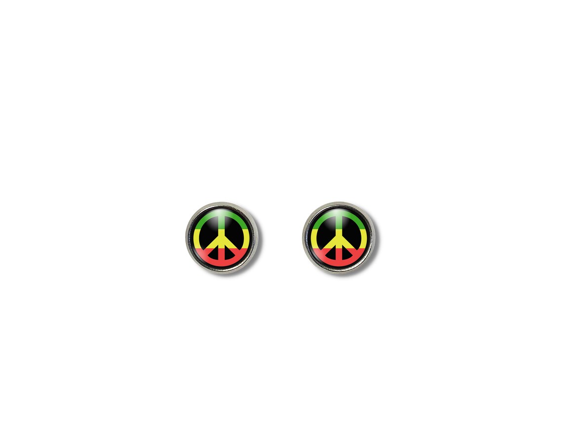 Reggae Rasta Peace Sign Stud Earrings Peace Studs Peace Sign Earrings ...