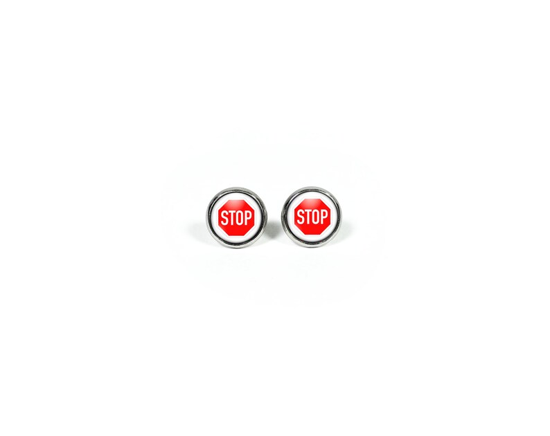 Red Stop Sign Gift Stop Earrings Stud Earrings Post Stop - Etsy