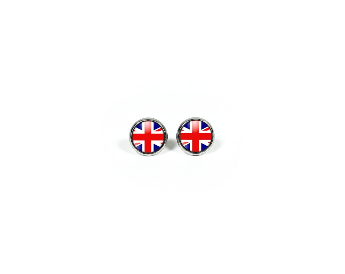 British Flag Earrings UK Flag Stud Earrings Post Royal Union | Etsy