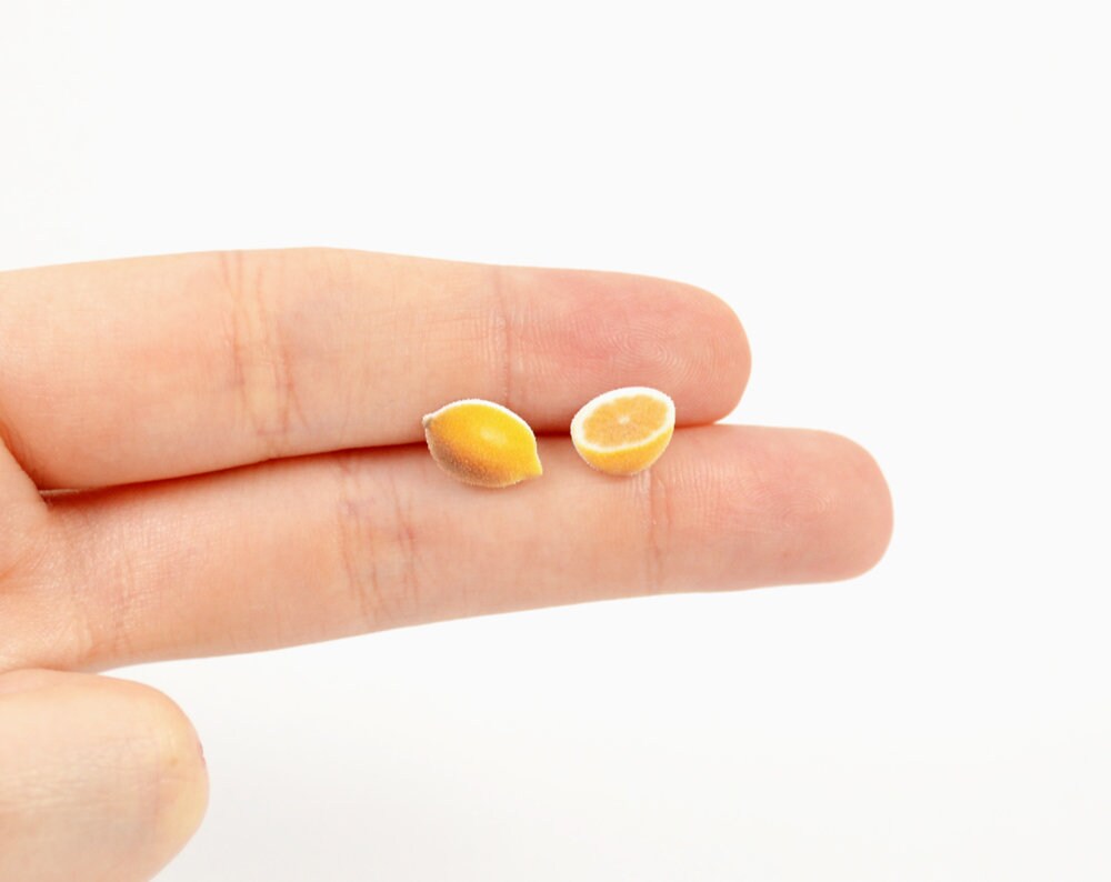 Lemon Earring Lemon Stud Earring Post Lemon Jewelry Lemon Accessories ...